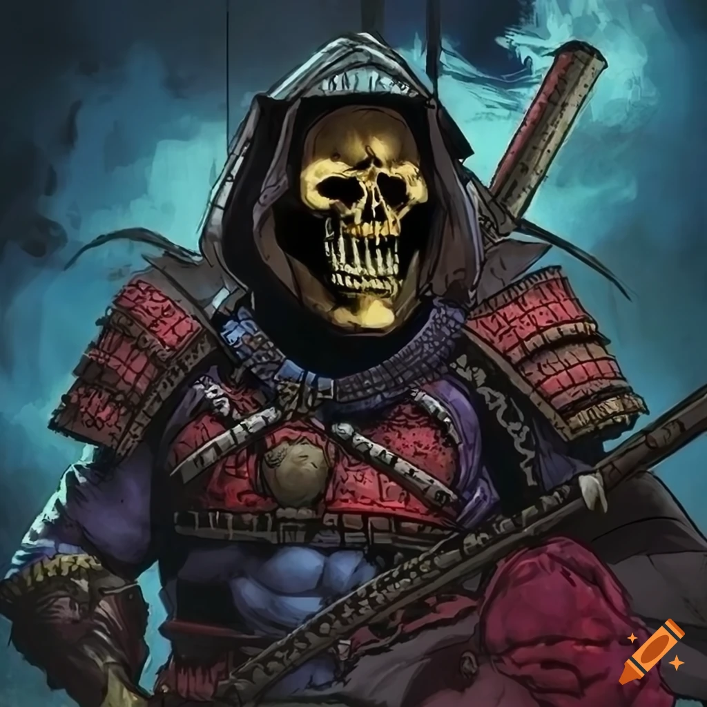 Samurai skeletor in simon bisley style