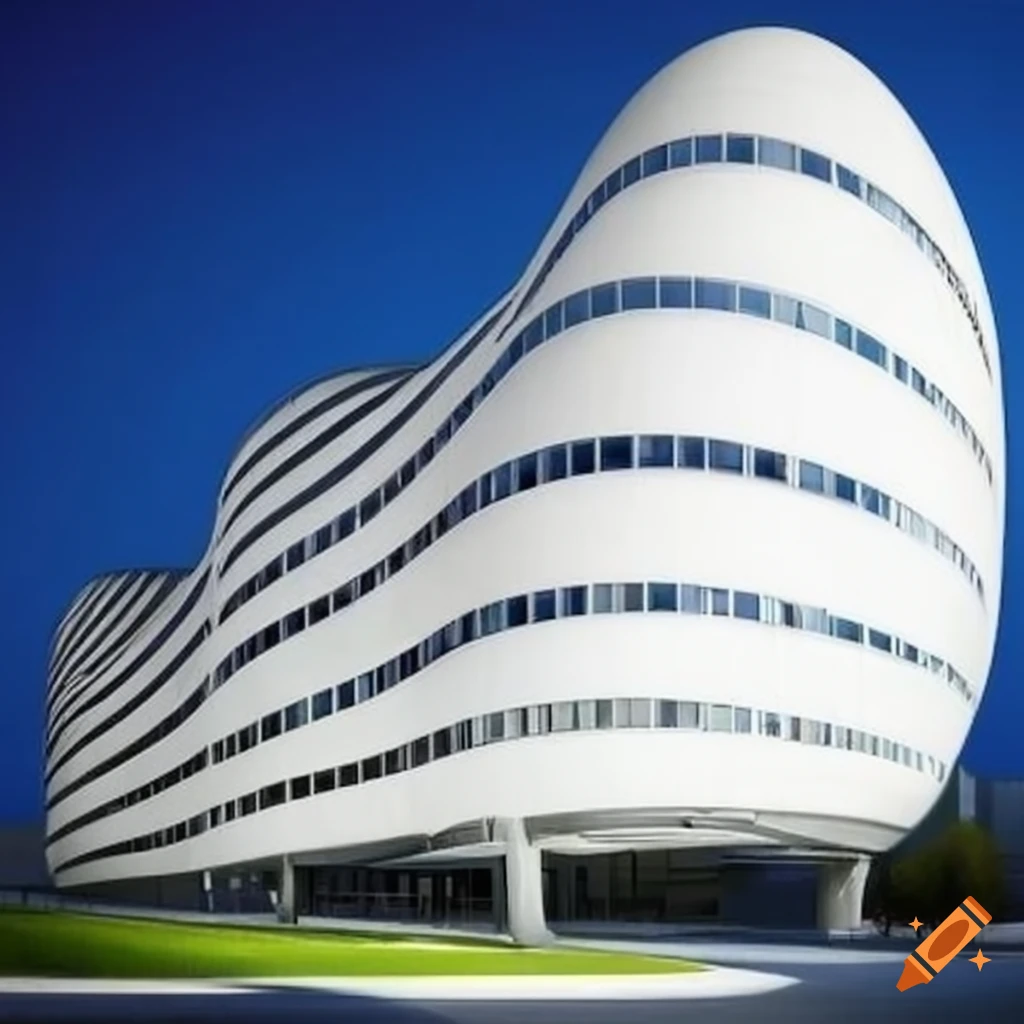 Modern white curvilinear buildings