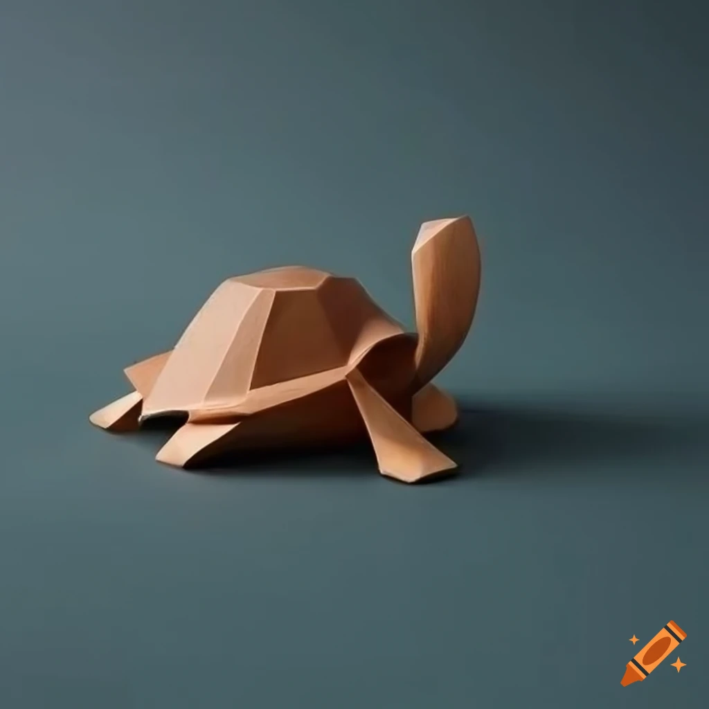 Marble sculpture of a geometric turtle in nature on Craiyon