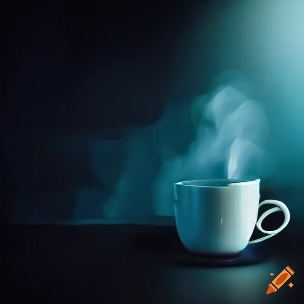 Person doing vocal exercises with a cup of tea on Craiyon