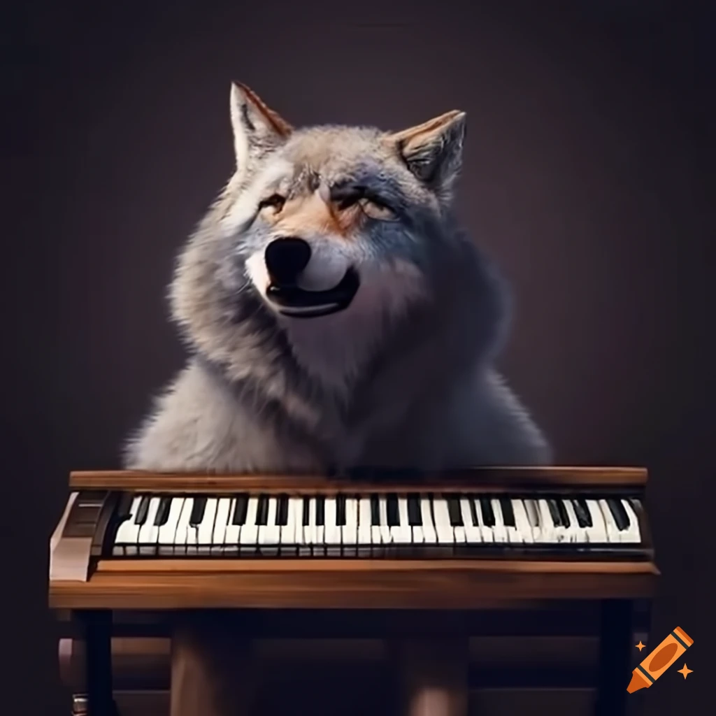 A wolf elegantly playing piano on Craiyon