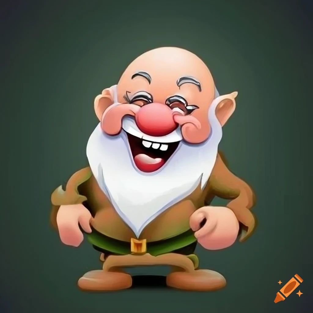Cartoon of a laughing dwarf on Craiyon