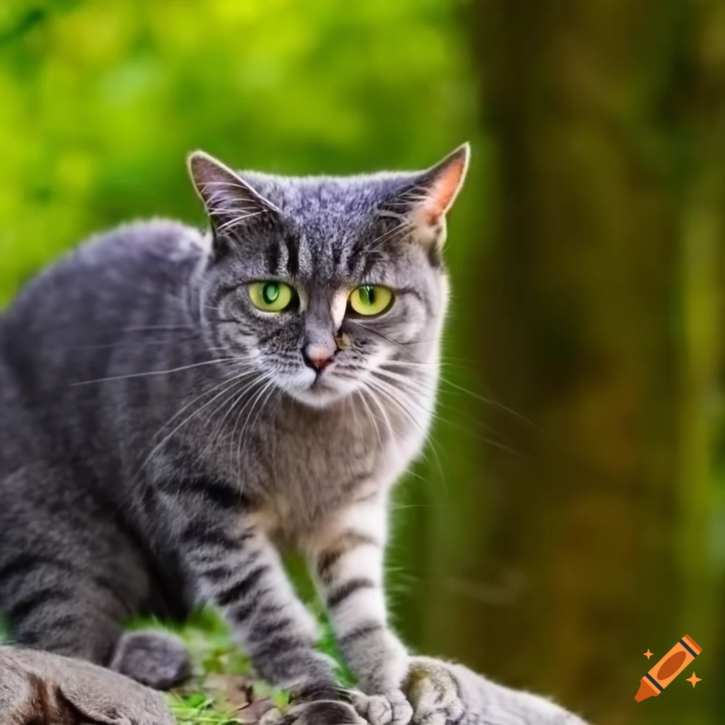 Close up of a mysterious cat in the forest on Craiyon