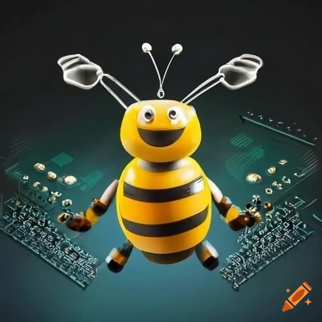 Robotic bee on a circuit board
