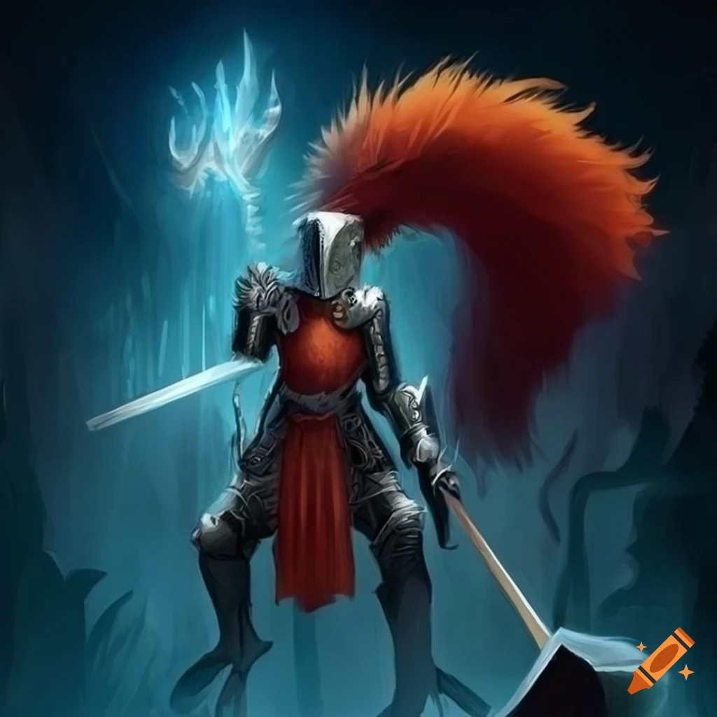 Illustration of a fox knight in a mystical realm