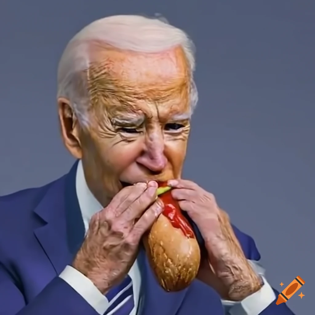 Joe biden eating a stick of butter on Craiyon