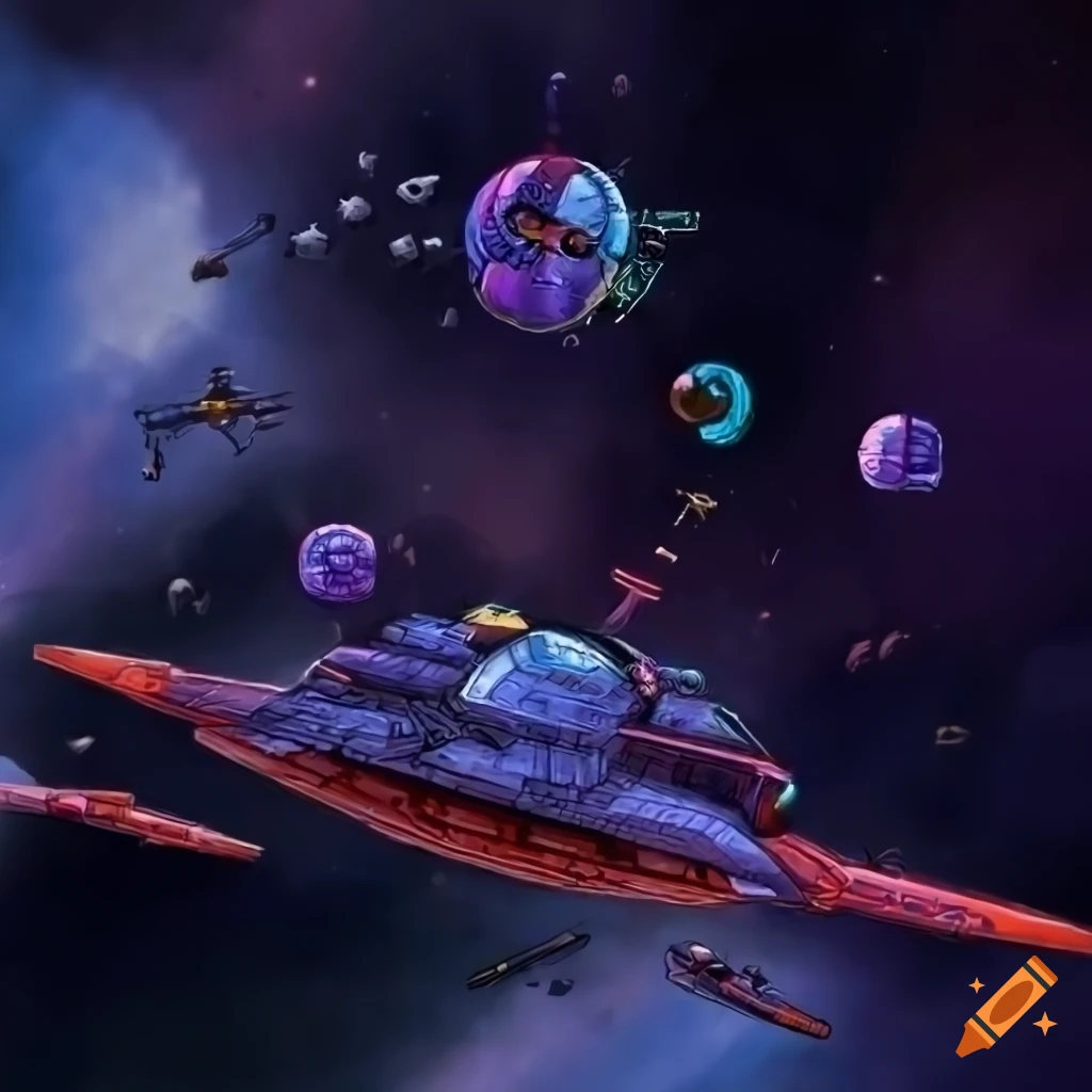 Retro space game cover art for Retrogalaxy Squadron on Craiyon