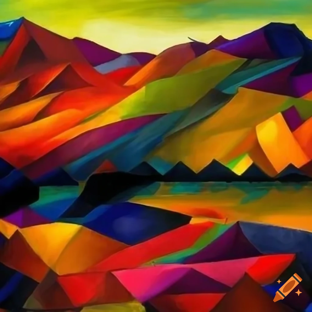 Cubist landscape artwork