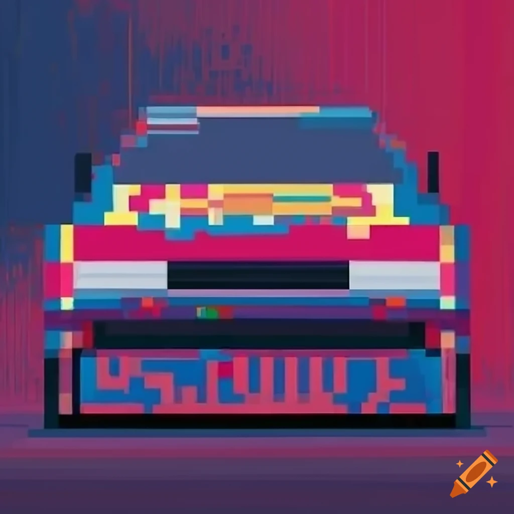 Pixel art of intense NASCAR race with 1988 Toyota Camrys on Craiyon