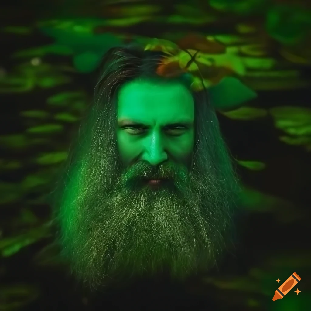 Photograph of a mystical male creature in a forest pond on Craiyon