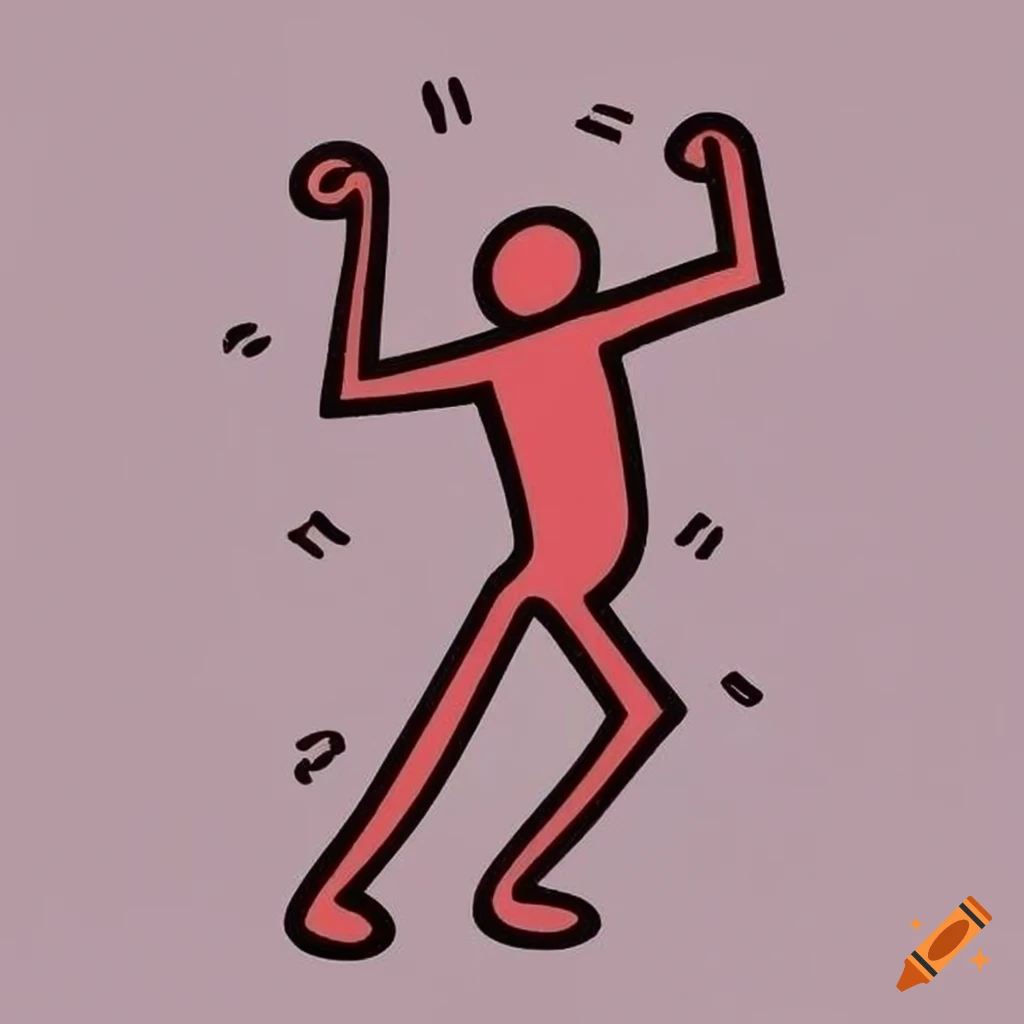 Colorful illustration of four figures dancing on Craiyon