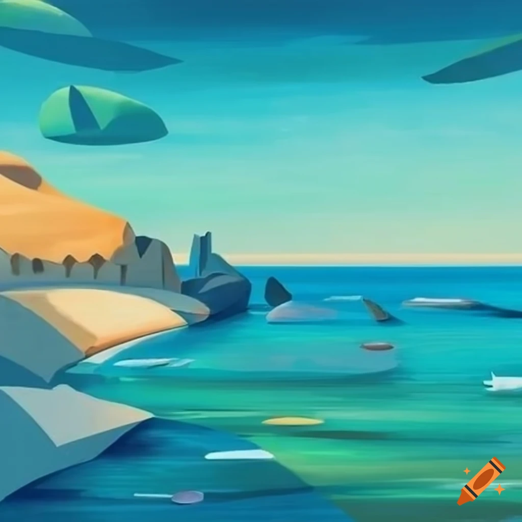 Cubist representation of a beach on Craiyon