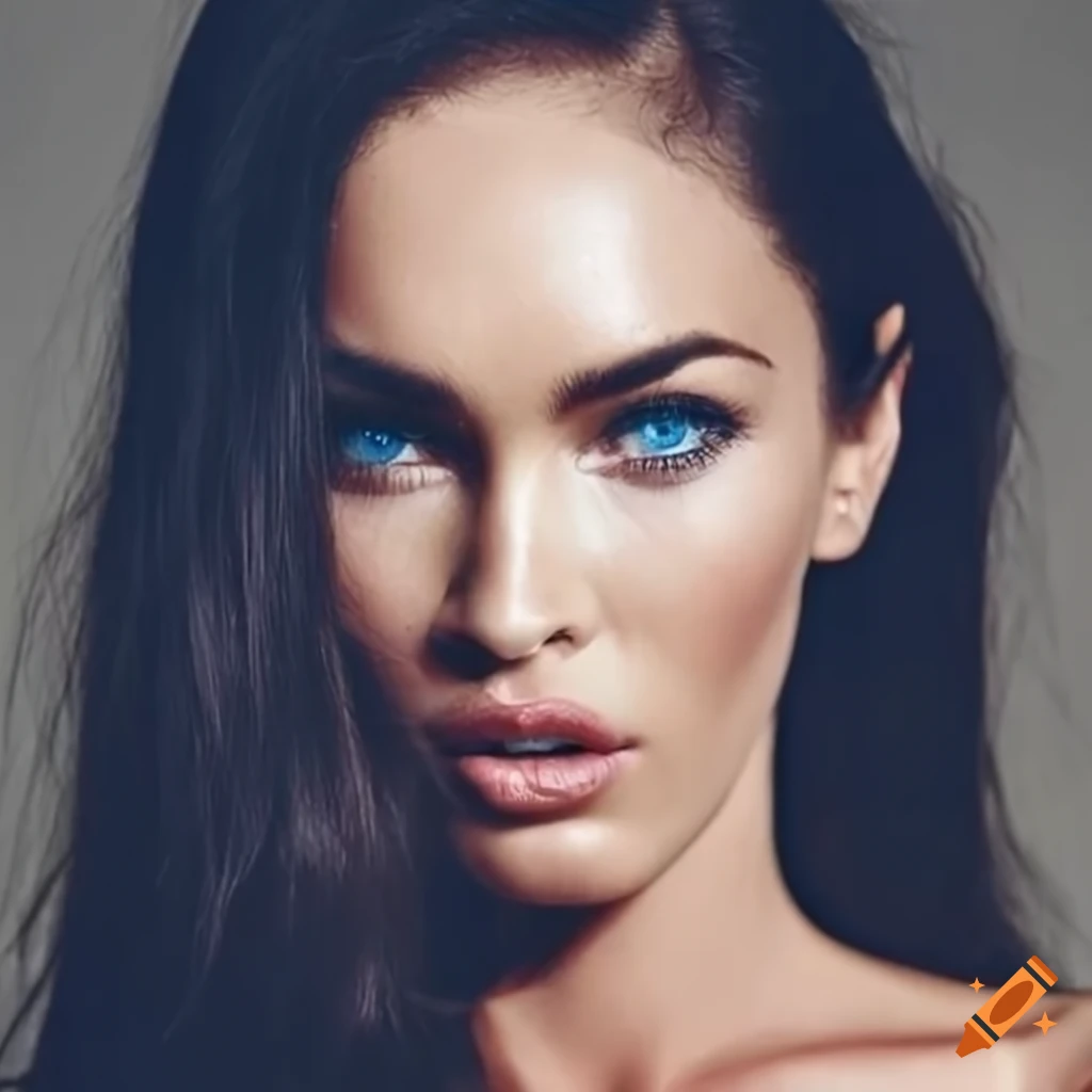 Portrait of a beautiful woman with blue catlike eyes on Craiyon