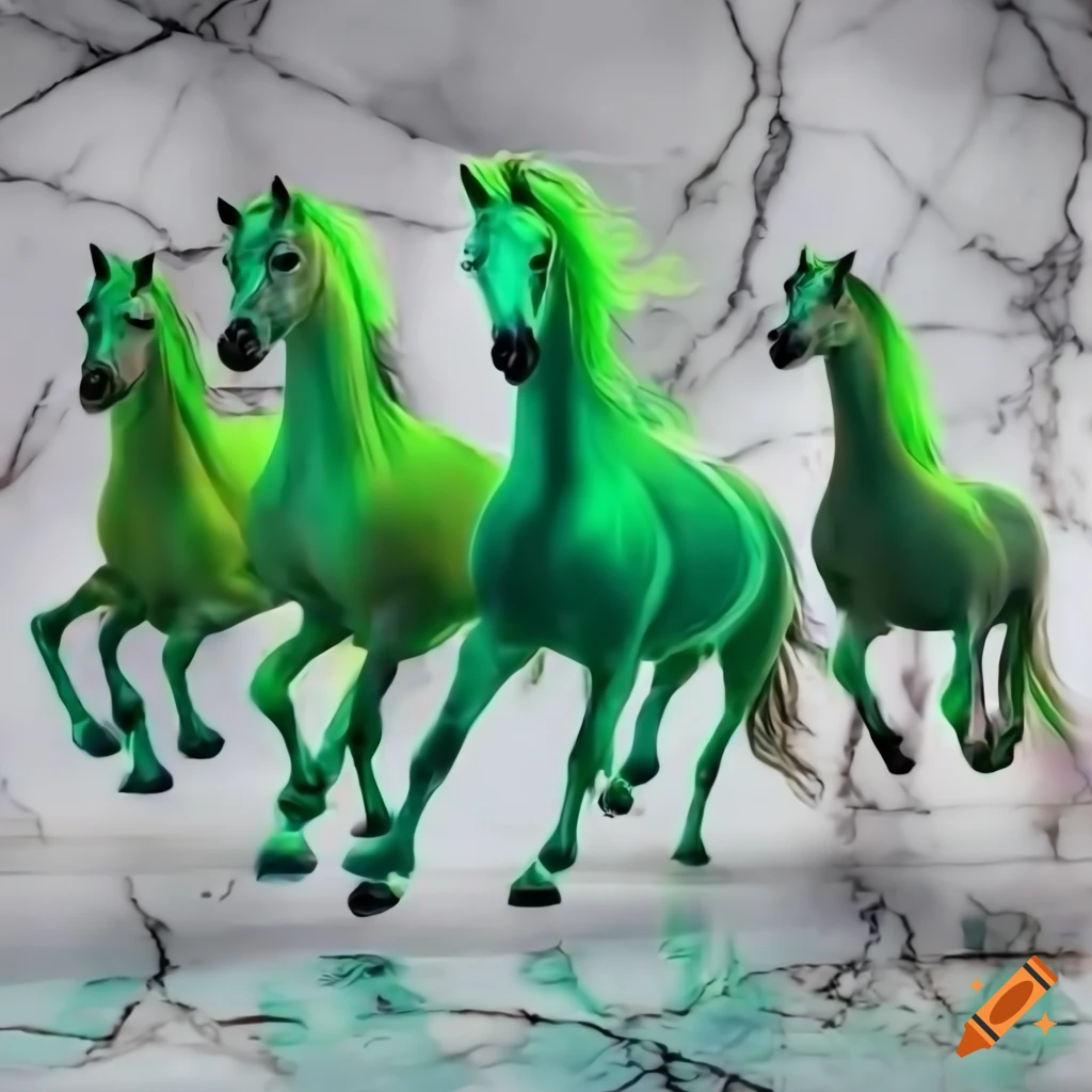 Silhouette of a horse with green outline on Craiyon