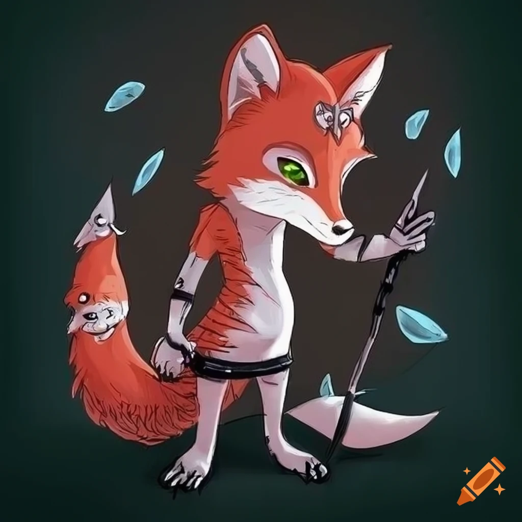 Cute punk goth fox character artwork on Craiyon