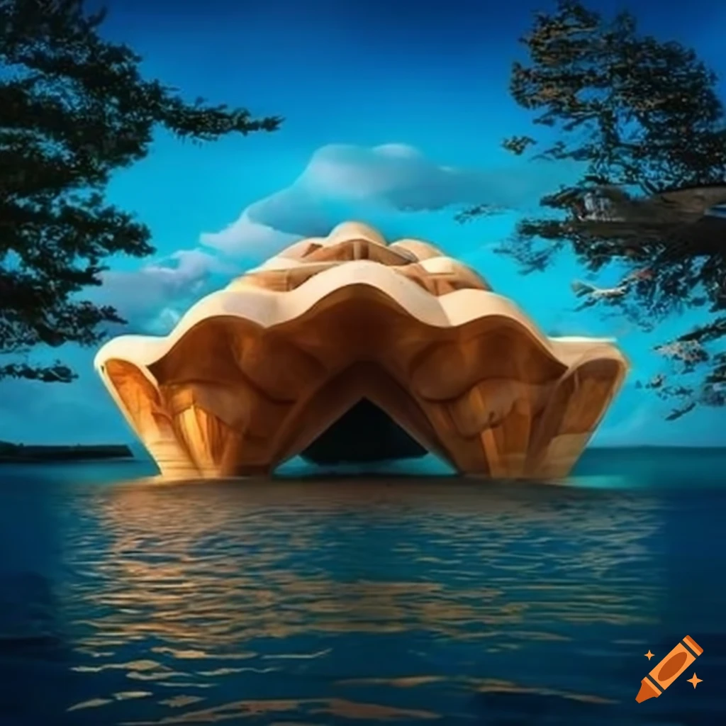 Illusory giant clam architecture cathedral cabin on Craiyon