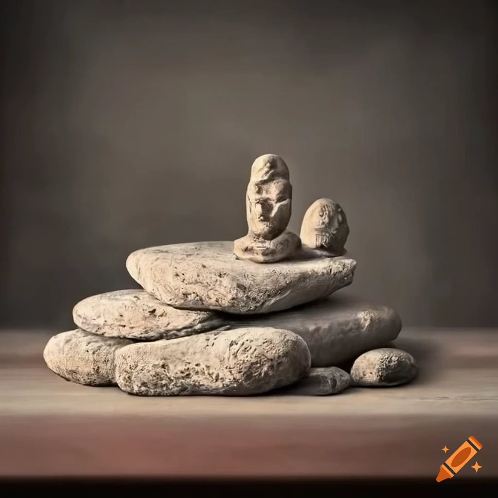 Open stone books on a table in a medieval cloister on Craiyon