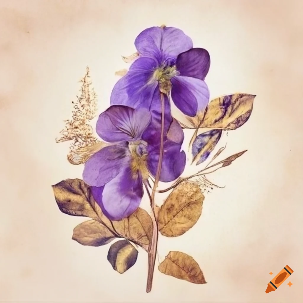 Minimal botanical print of colorful pressed flowers on Craiyon
