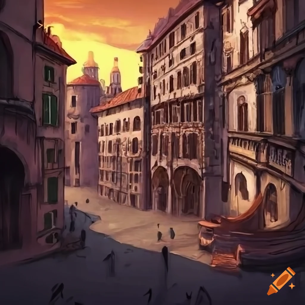 Medieval fantasy buildings in italy style