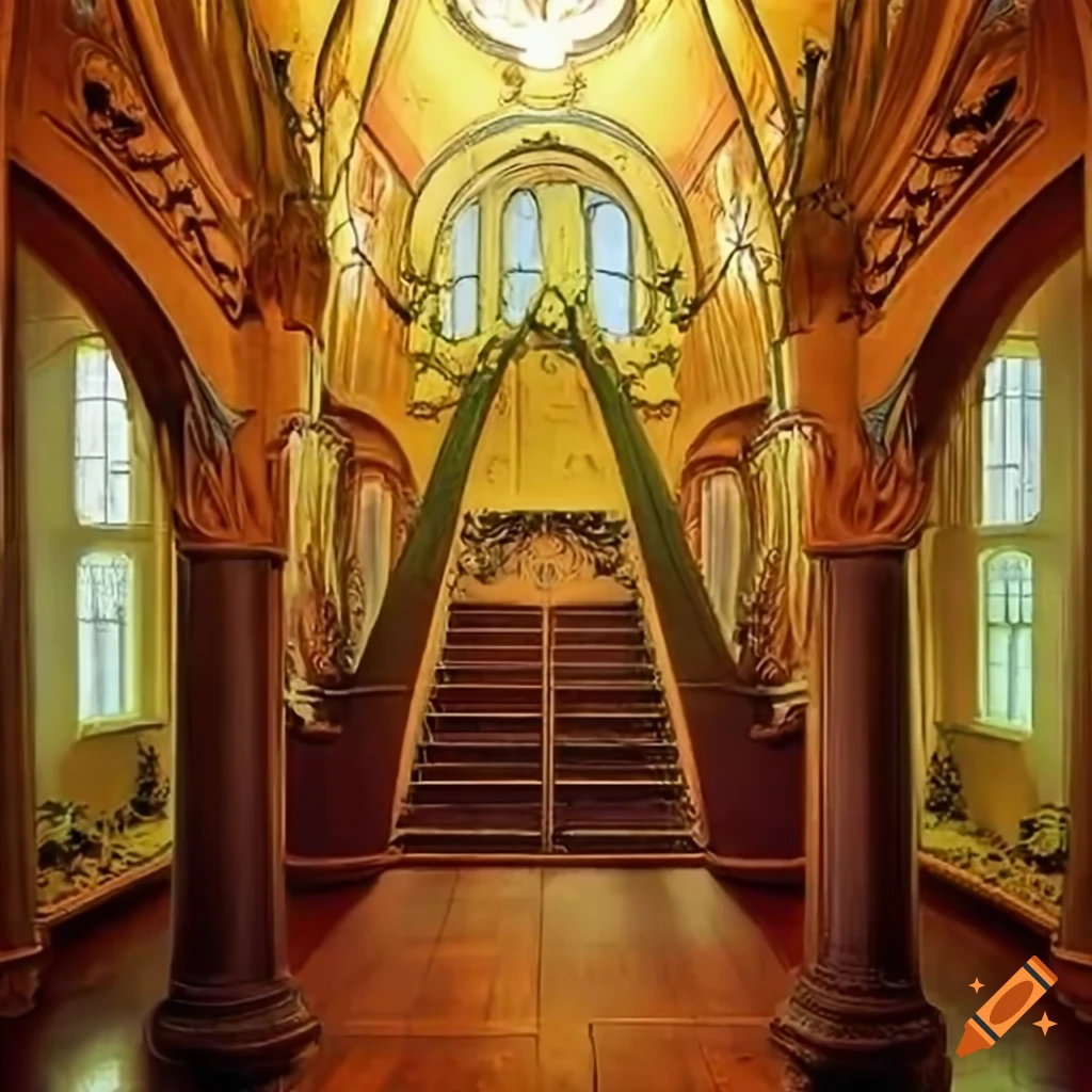 Art nouveau style castle on Craiyon