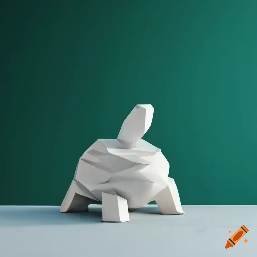 Marble sculpture of a geometric turtle in nature on Craiyon