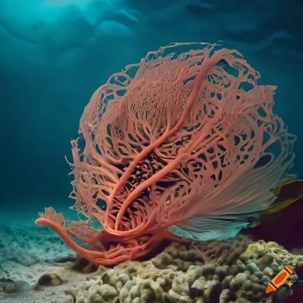 Porous fish with triple heads underwater on Craiyon