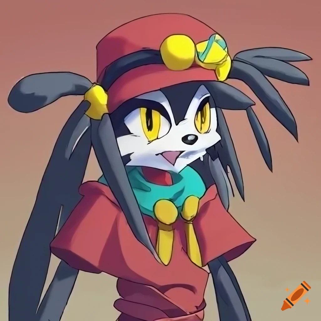 Cute anthro character Klonoa in RPG armor ready for battle on Craiyon
