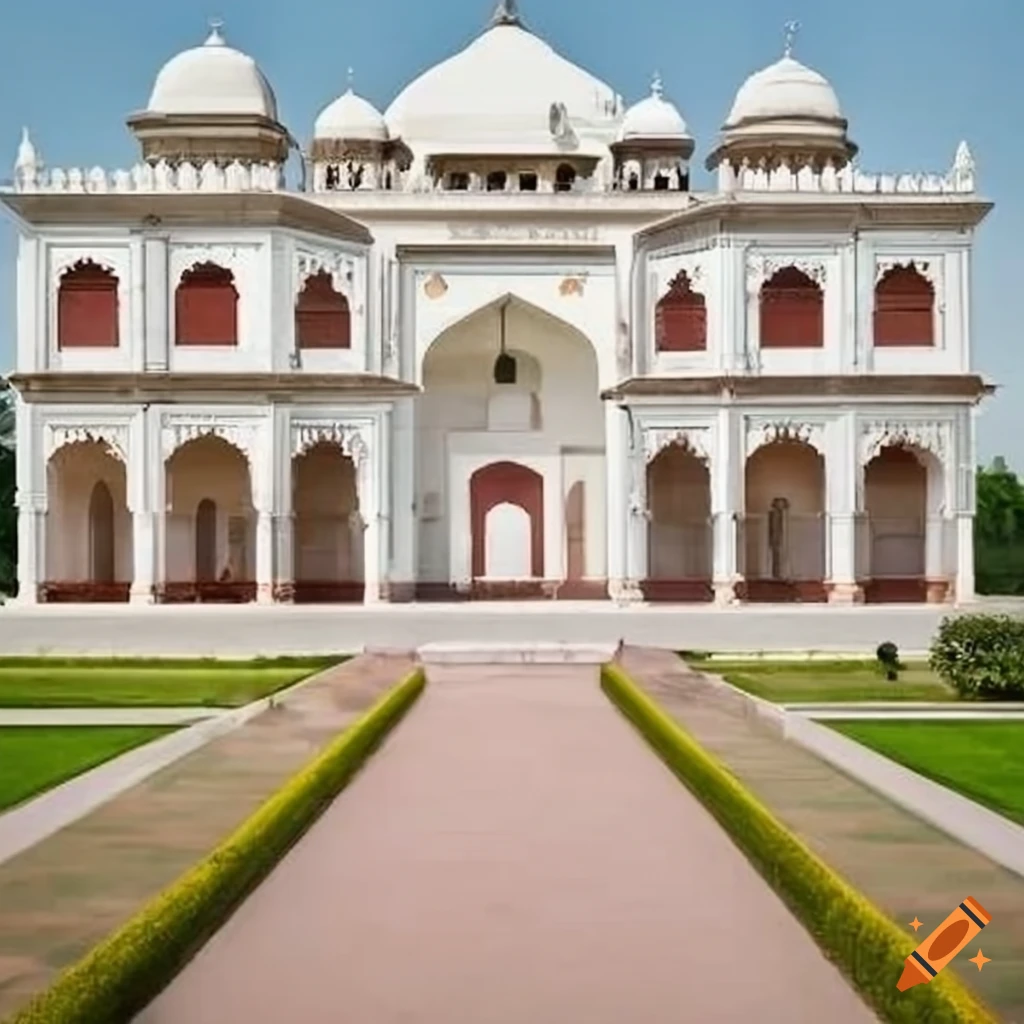 Frontal elevation of mughal mahal white house whitemarsh lynnewood ...