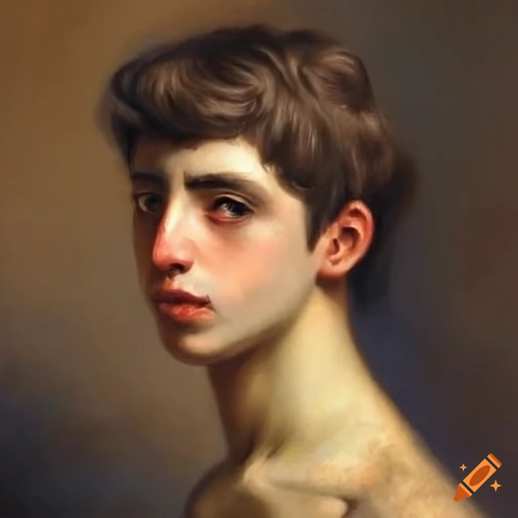 Detailed oil painting of a confident male greek god on Craiyon