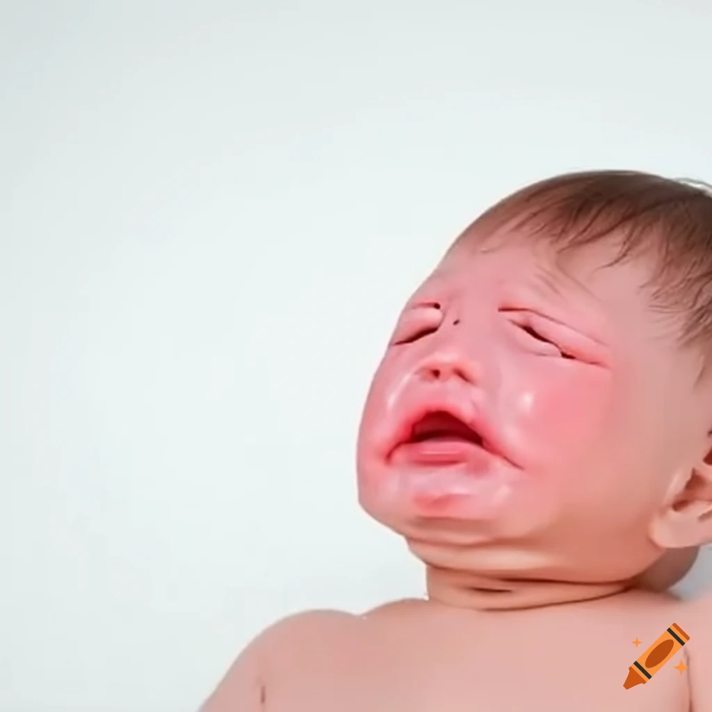 Surreal sculpture of a crying giant baby on Craiyon