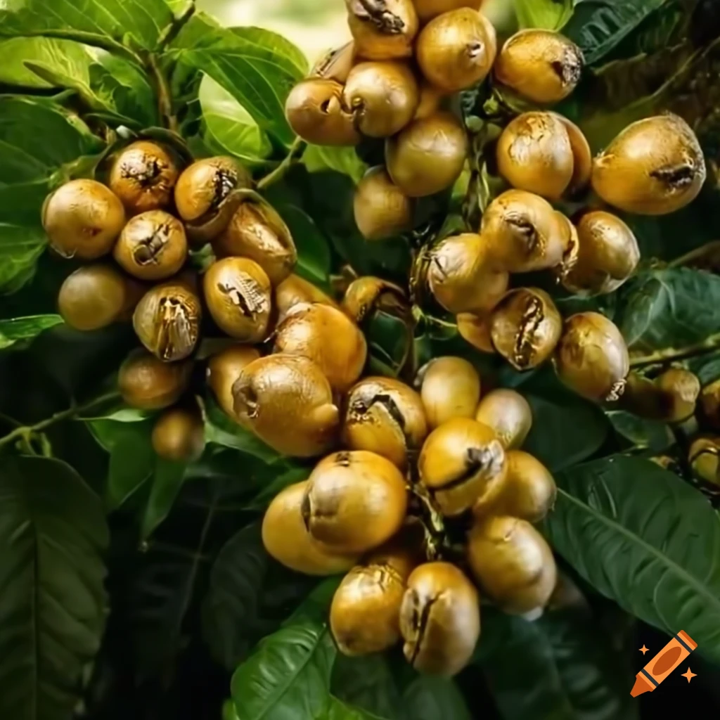 Golden coffee trees with cinematic lighting