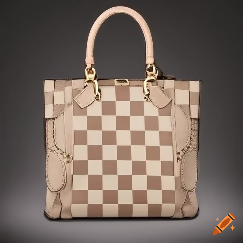Beige luxury handbag with checkerboard pattern on Craiyon