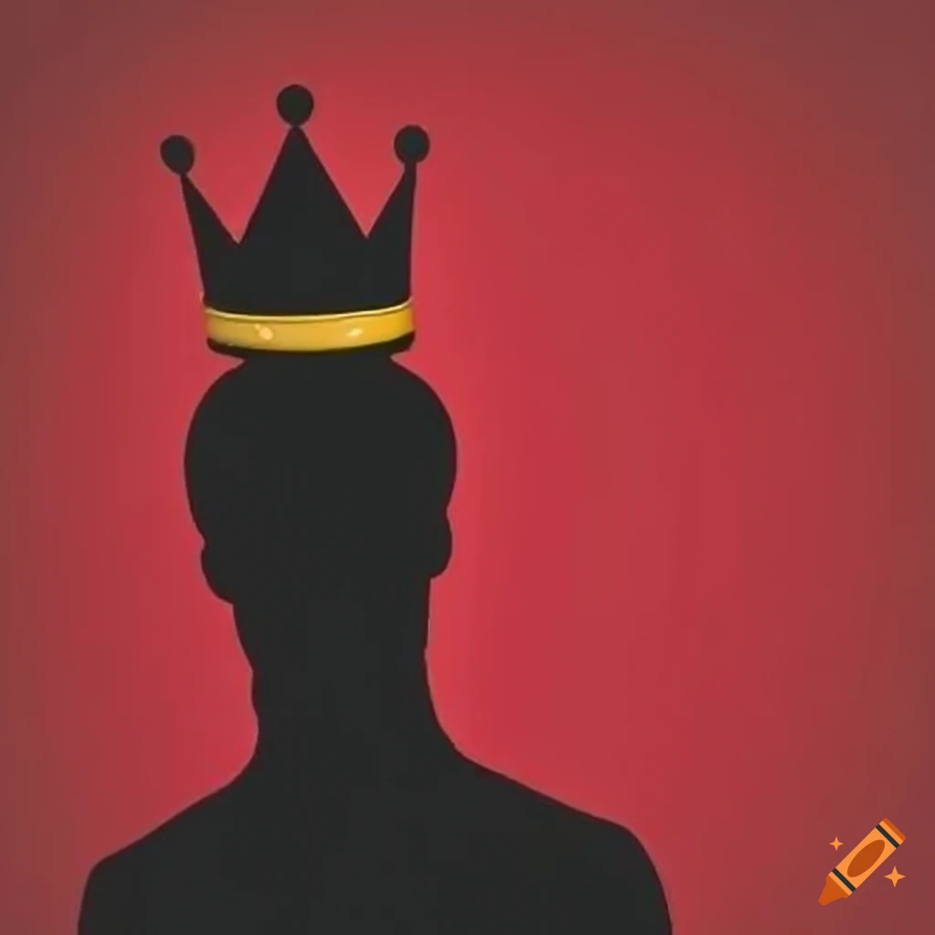 Image of a figure wearing a crown in a red shadowy backdrop on Craiyon