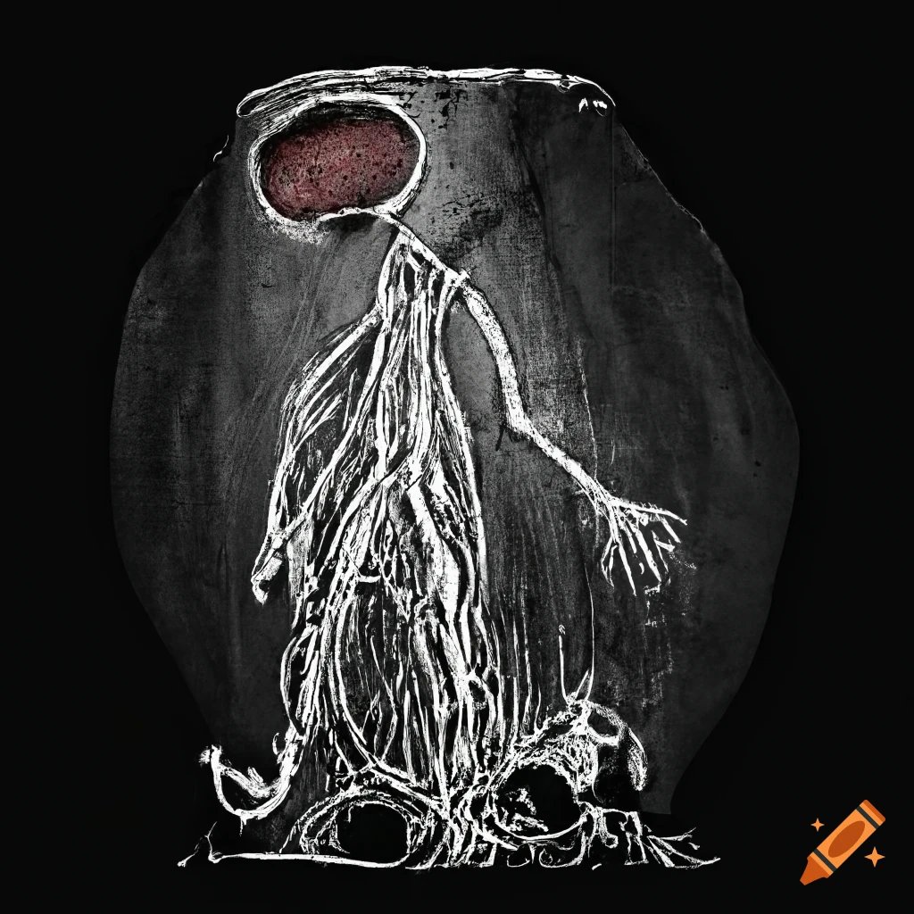Abstract representation of cursed living forms in discordant unity on ...