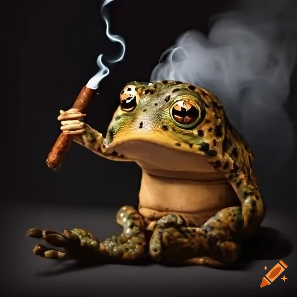 Toad smoking a cigar on Craiyon