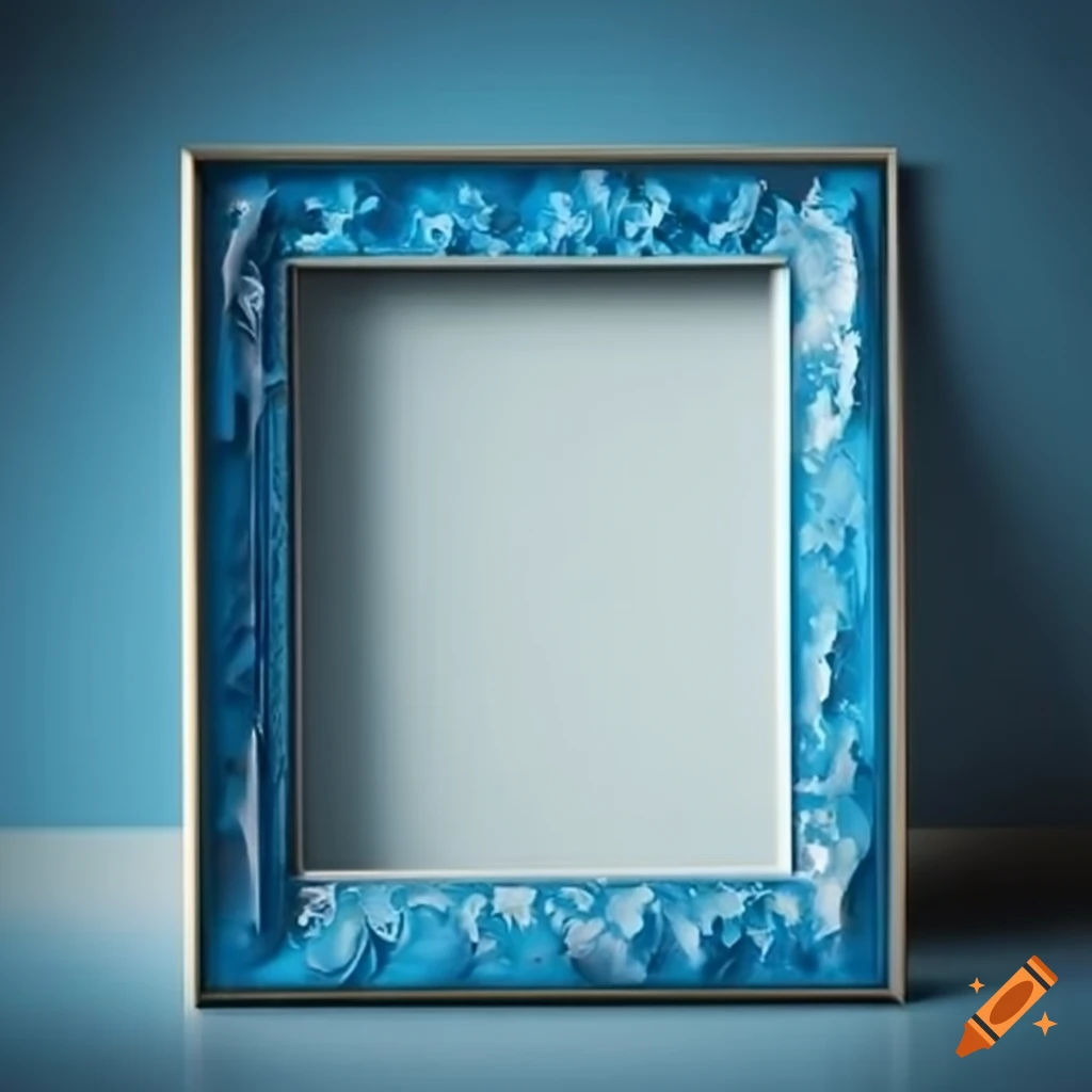 Elegant white and blue photo frame on Craiyon