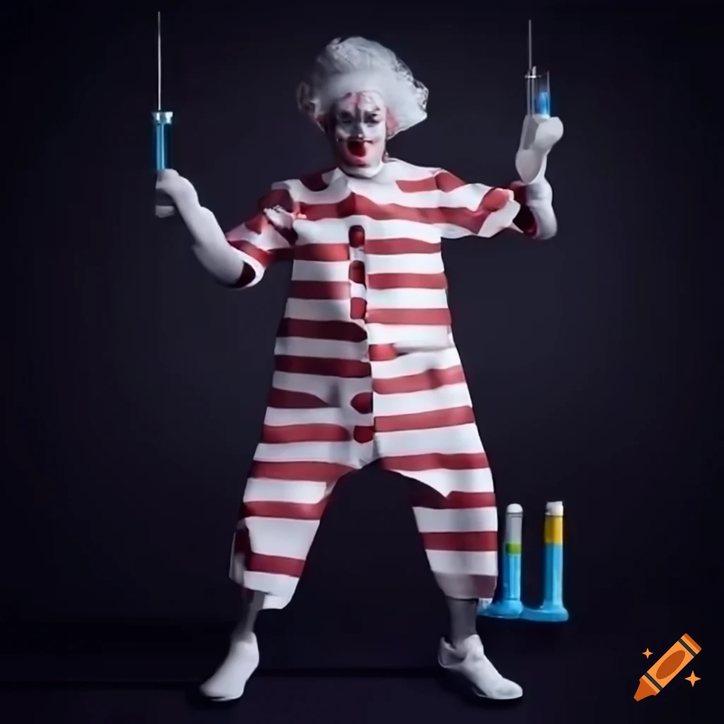 Satirical image of a clown scientist experimenting in a lab on Craiyon