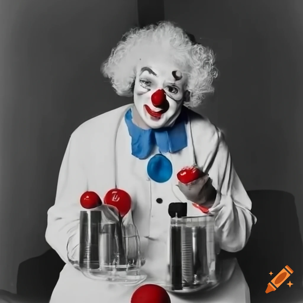 Clown secret agent trigsy in pinstripe mime suit embodying comical evil ...