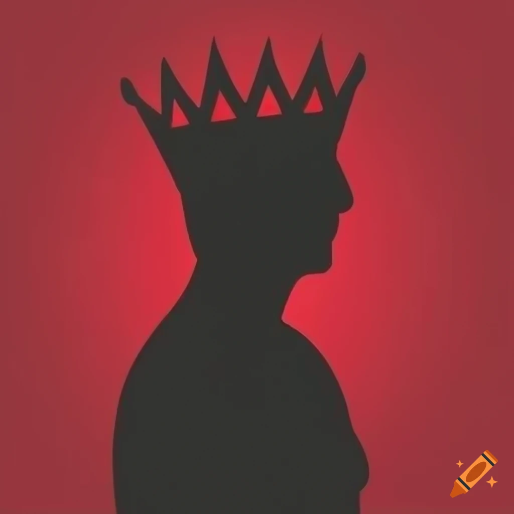 Red background with crowned shadow figure