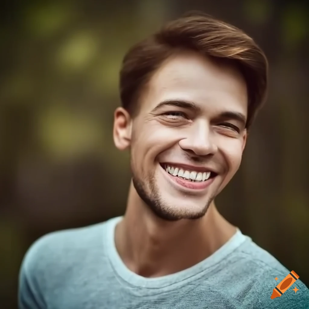 Close-up of a stylish man with a charming smile on Craiyon