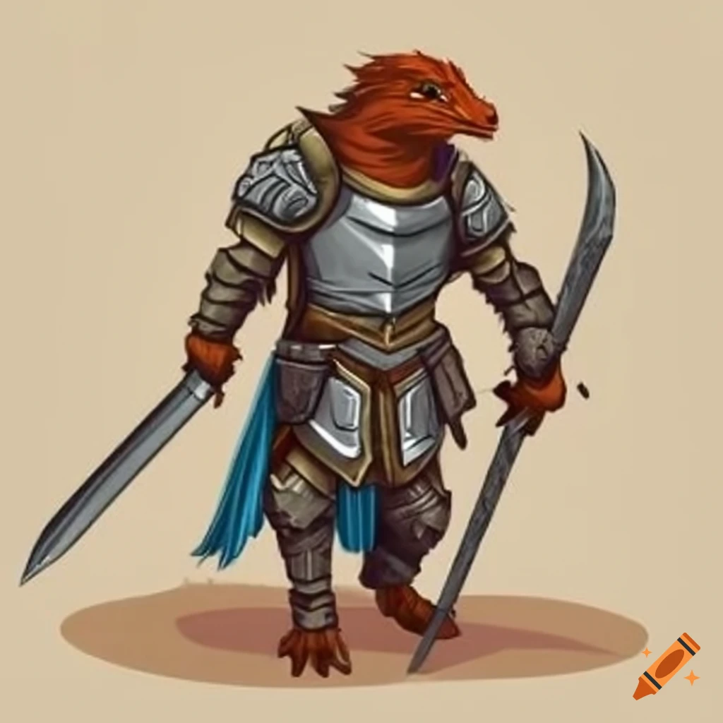 Dragonborn paladin with dual longswords