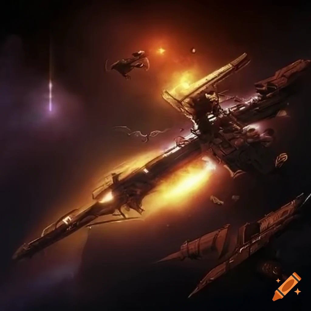 Image of a sci-fi space battle with crusaders