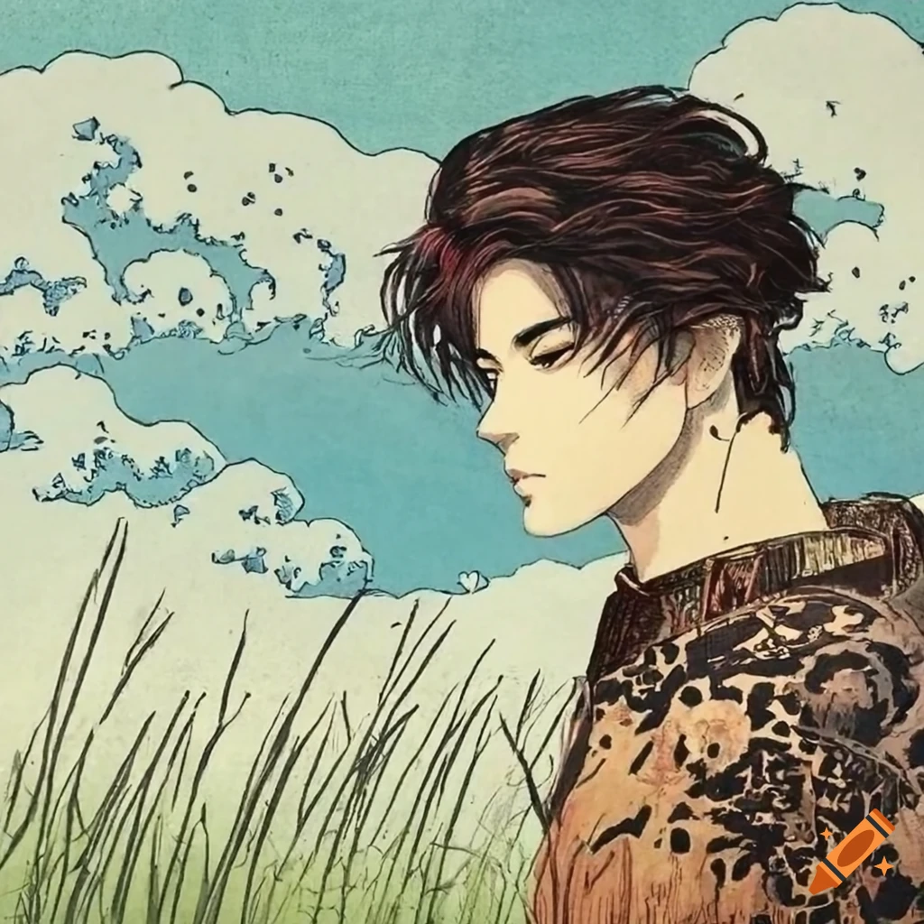 Ukiyo-e style illustration of a muscular samurai man on Craiyon