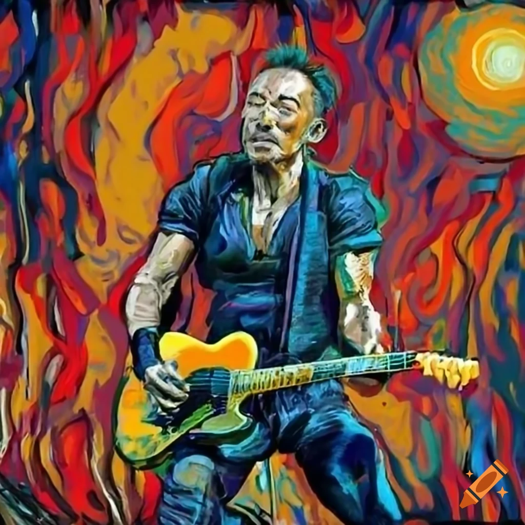 Painting of bruce springsteen inspired by van gogh