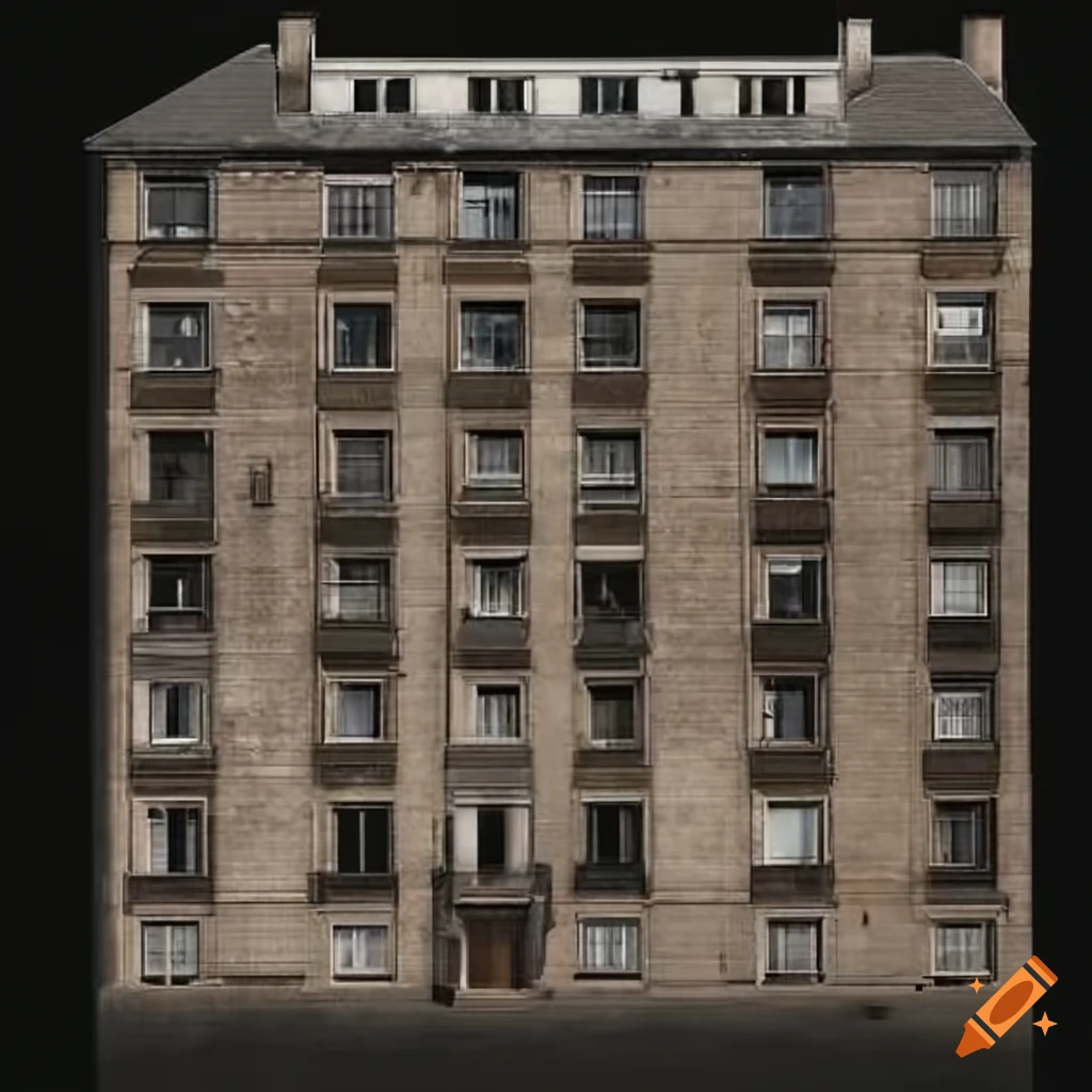 Texture of an old 2-storey apartment building on Craiyon