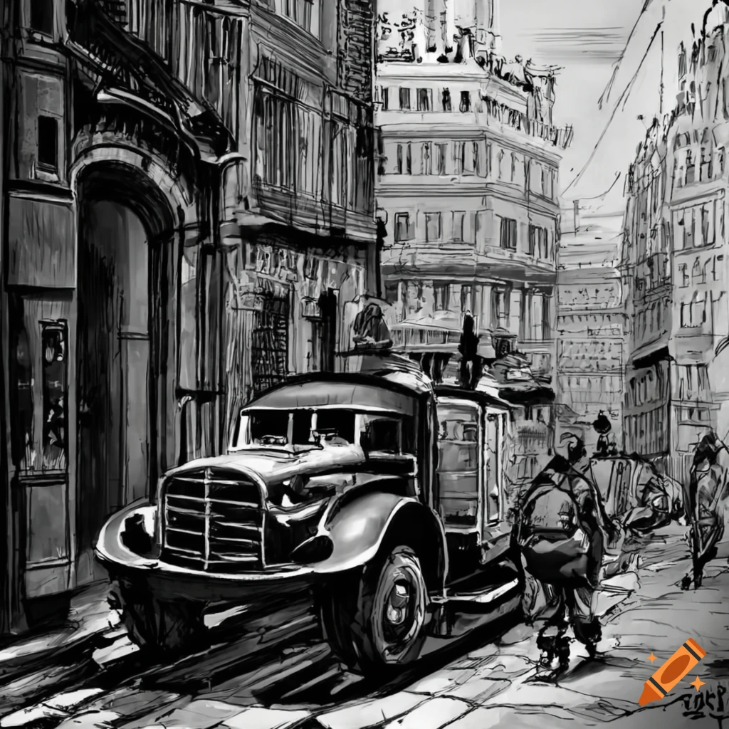 Comic book art of Paris during WW2 on Craiyon