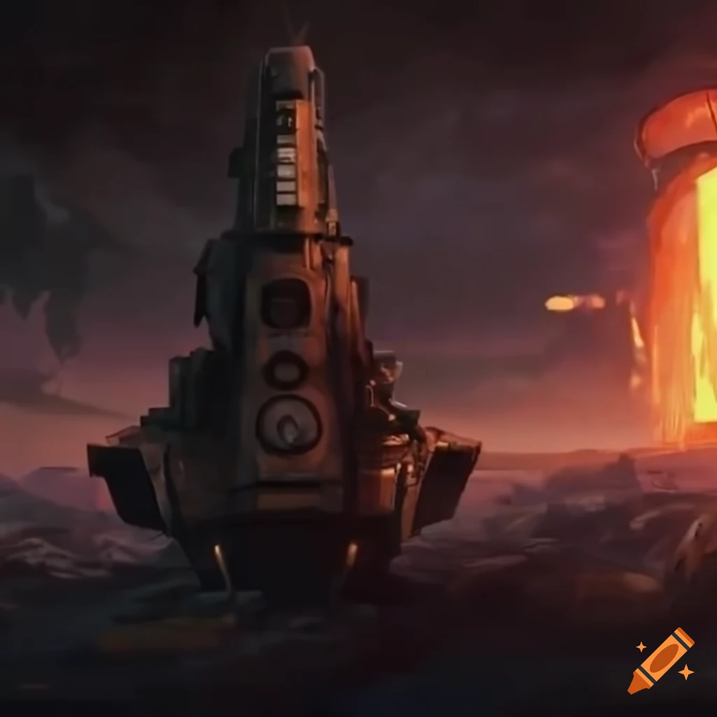 Anime-style space ship in a post-apocalyptic setting on Craiyon