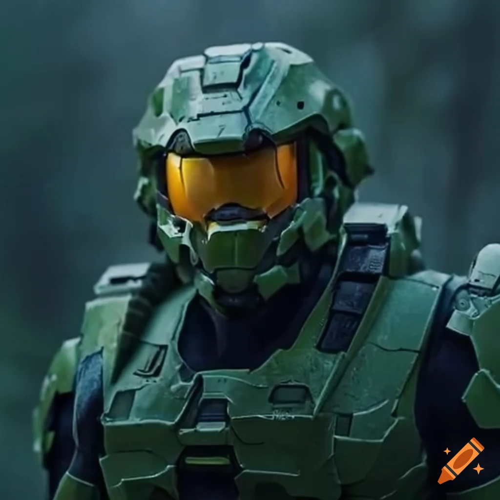 Master chief in a movie theater with popcorn on Craiyon