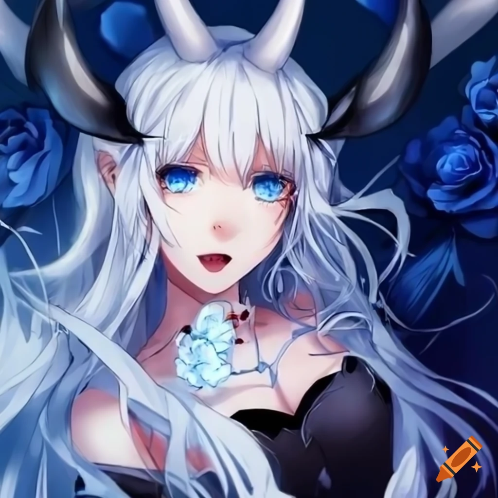 Close Up Of An Anime Girl With White Hair And Blue Eyes On Craiyon