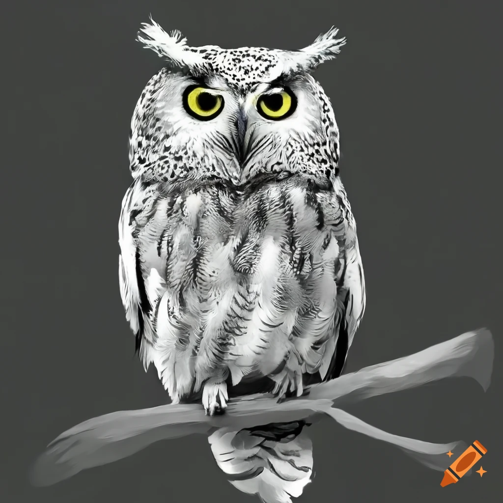 Fish owl perched on a tree branch on Craiyon